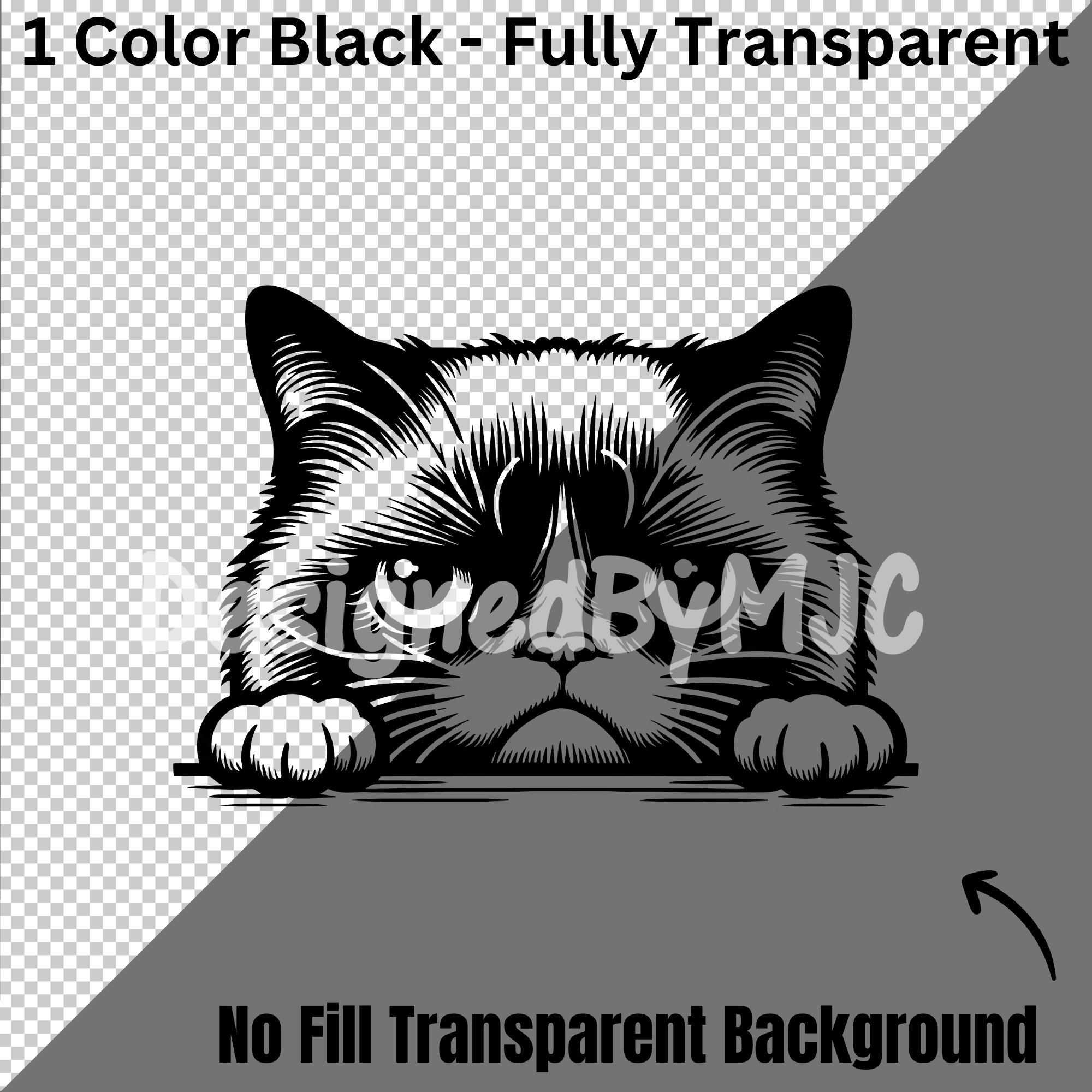 Peeking Grumpy Cat SVG Bundle 25 Clipart & PNG Files, Angry Cat Vector ...