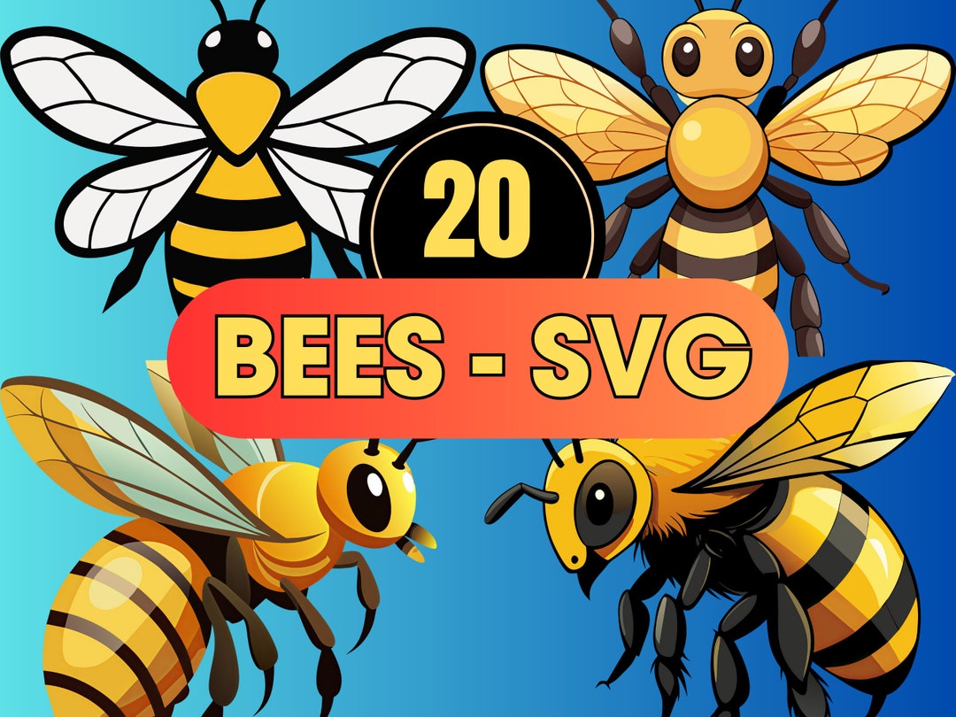Bee Bundle Clipart, SVG & PNG Files, 20 Unique Graphics, Honey Bee ...