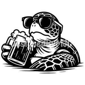 Sea Turtle Drinking Beer SVG PNG Files, Cute Sea Turtle Svg, Baby ...