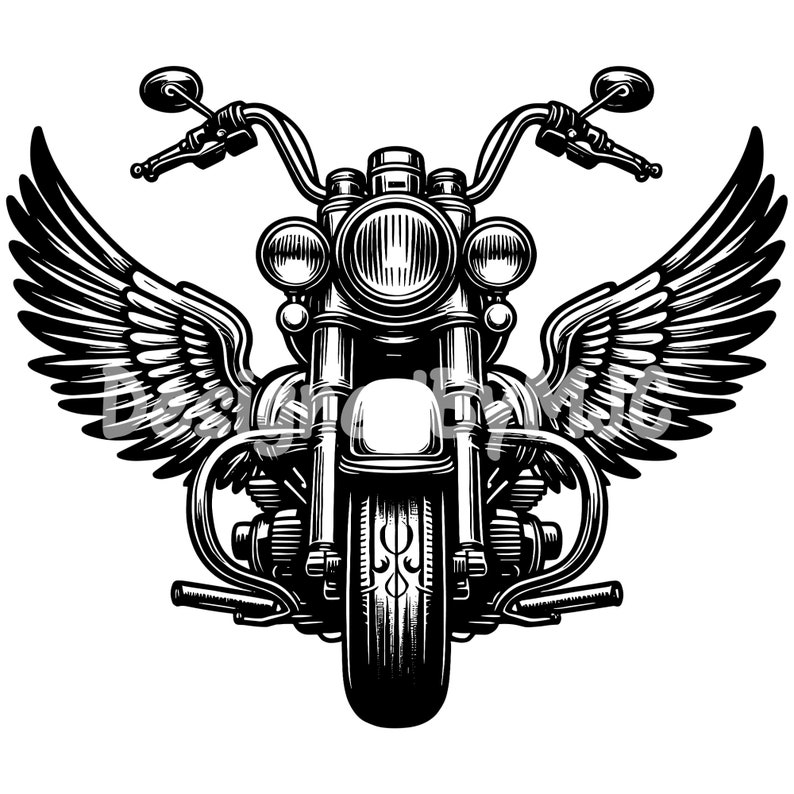 Motorcycle With Wings SVG PNG Files, Biker Clipart Silhouette Vector ...