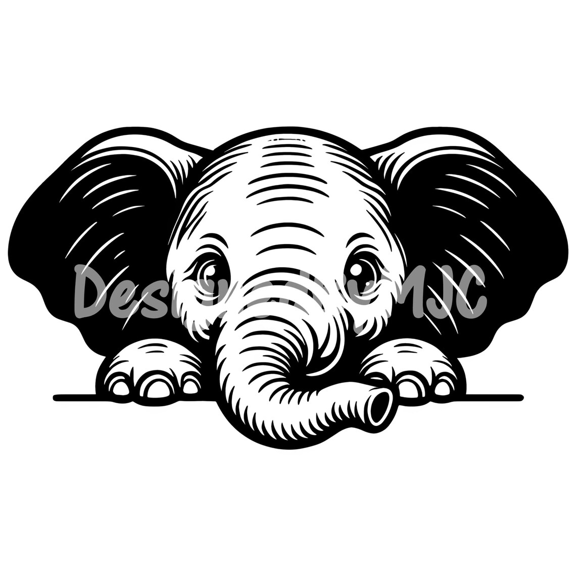 Peeking Elephant SVG Bundle Clipart & PNG Files, Elephant Svg, Elephant ...