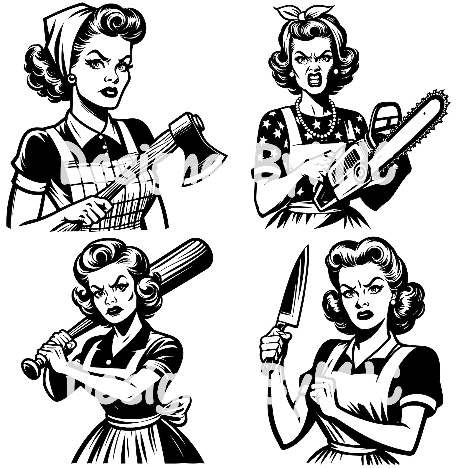 Retro Housewife Angry SVG PNG, Trendy Vintage Women, 1950s Atomic ...