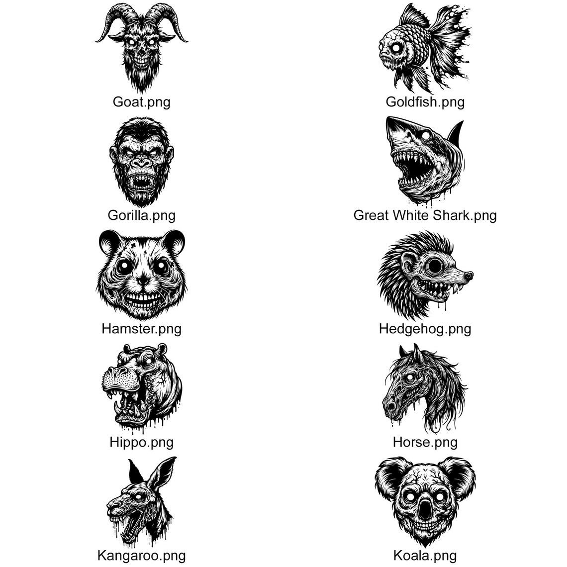 Zombie Animal SVG Bundle, Zombie Animal Clipart, Halloween Zombie ...