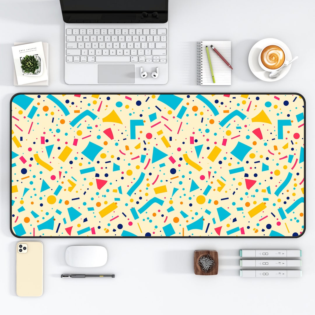 Memphis Design Desk Mat, 80s Retro Design, Colorful Abstract Pop Art ...