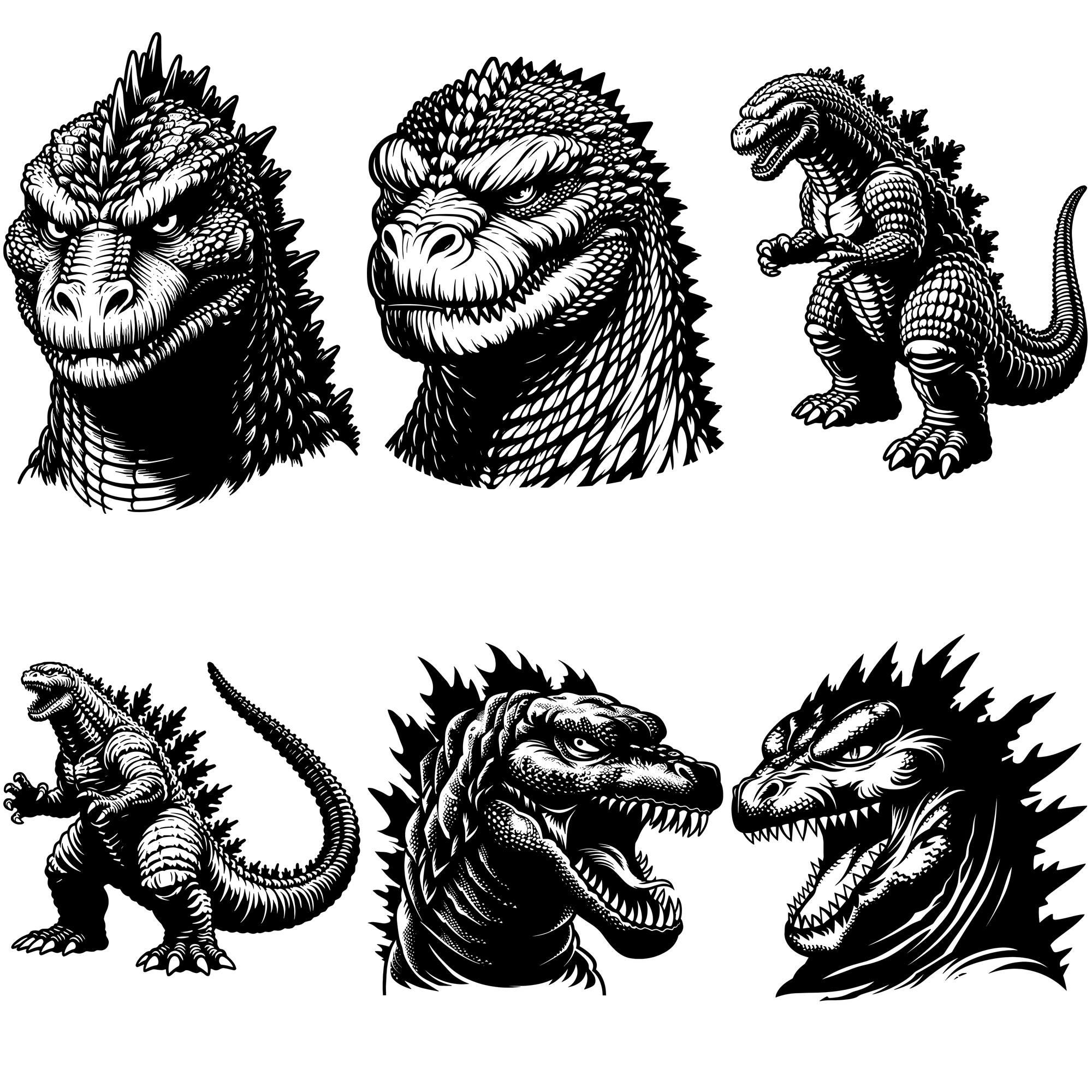 Godzilla SVG Bundle, Godzilla Graphics, Digital Clip Art, Cut Files for ...
