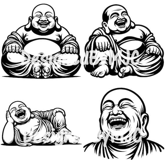 Laughing Buddha Drawing Line Laughing Buddha Wall Sticker For Living