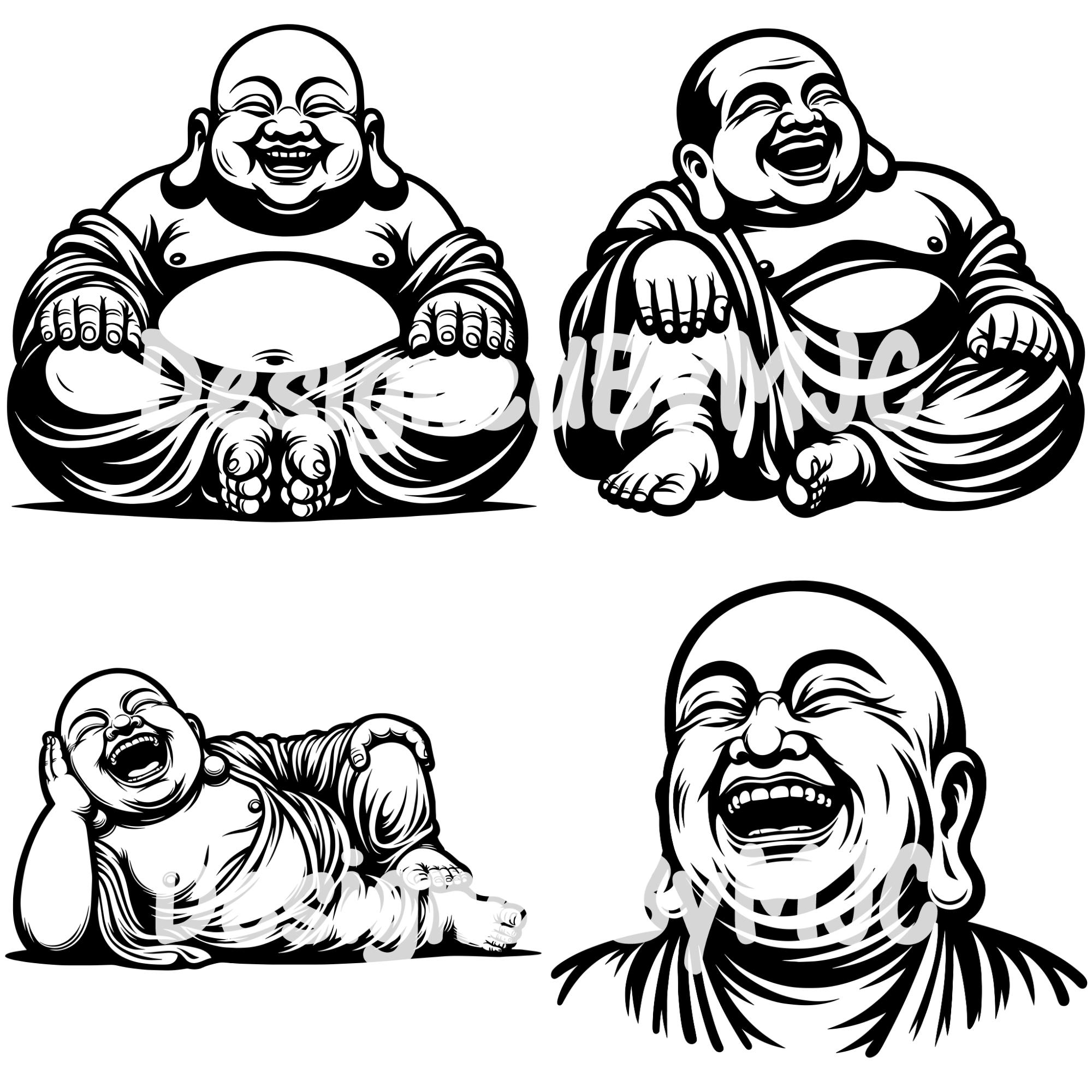 Laughing Buddha SVG Bundle, Budai PNG, Smiling Buddha Clipart, Buddha ...