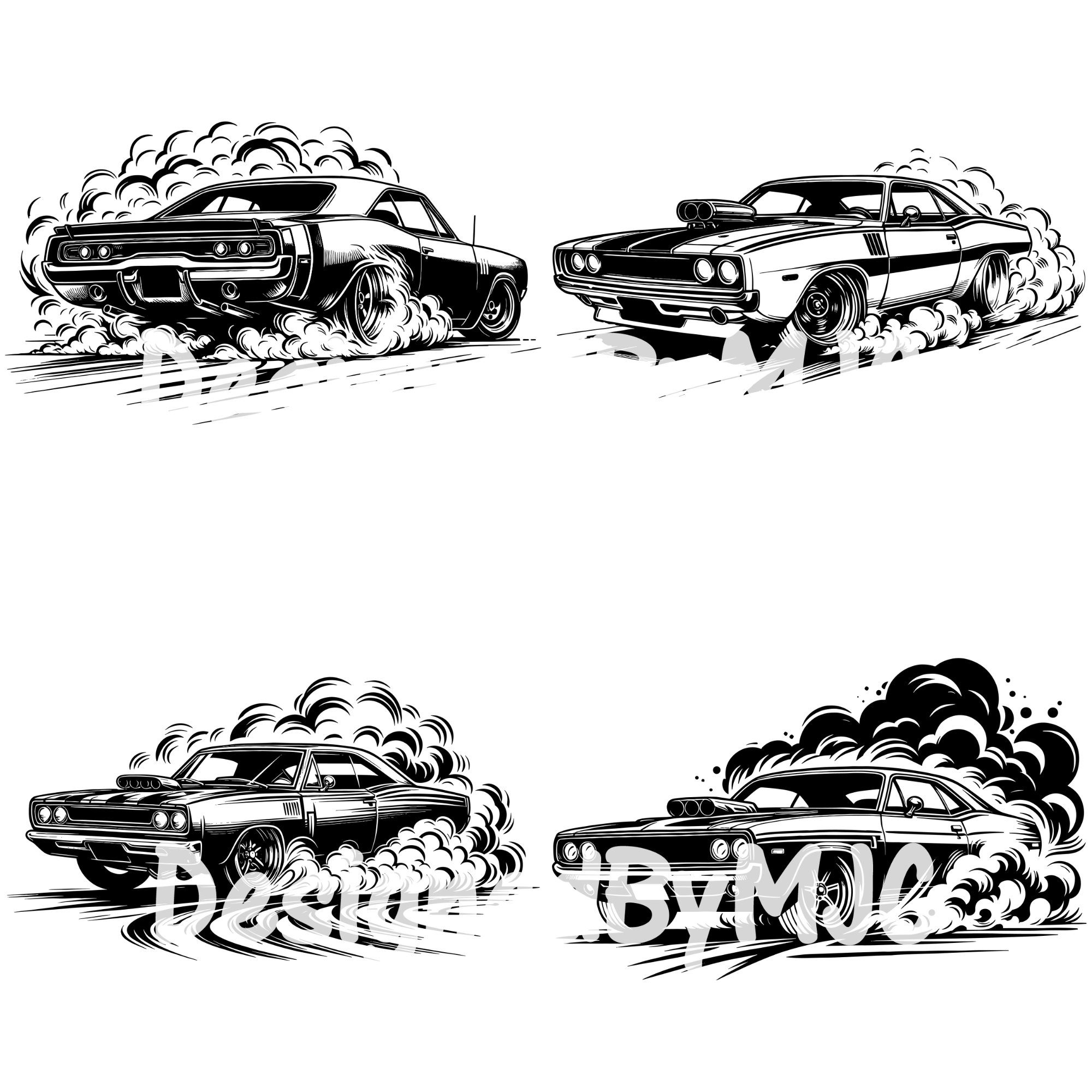 Muscle Car Burnout SVG PNG Bundle, Muscle Car Svg, Car Burnout Svg ...