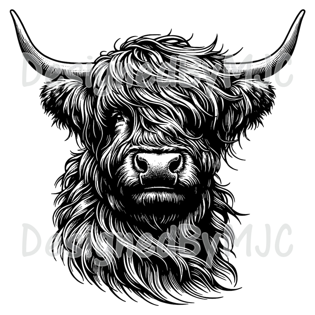 Highland Cow SVG Clipart & PNG Files, Highland Cow Head Vector, Cut ...