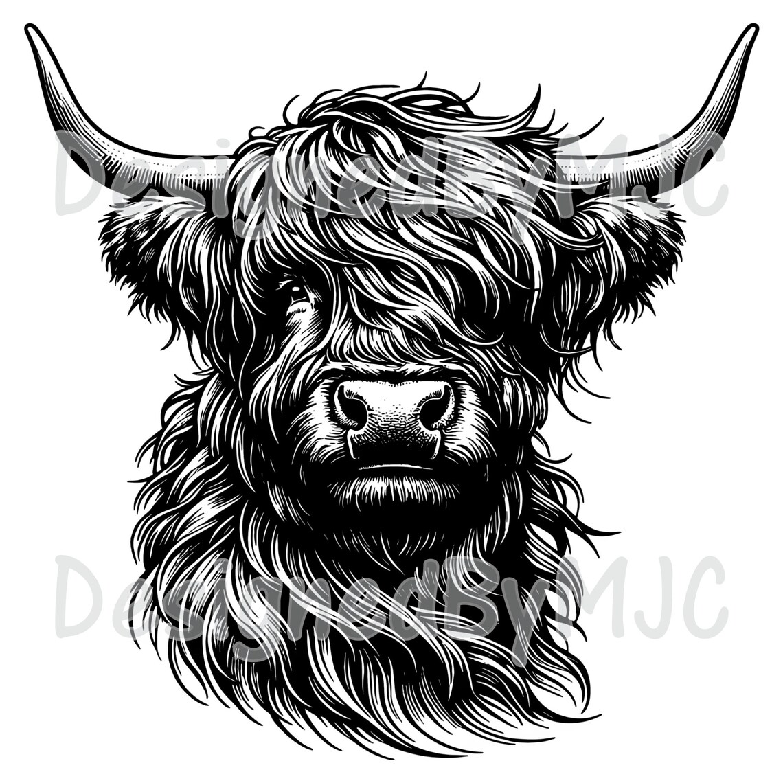 Highland Cow SVG Clipart & PNG Files, Highland Cow Head Vector, Cut ...