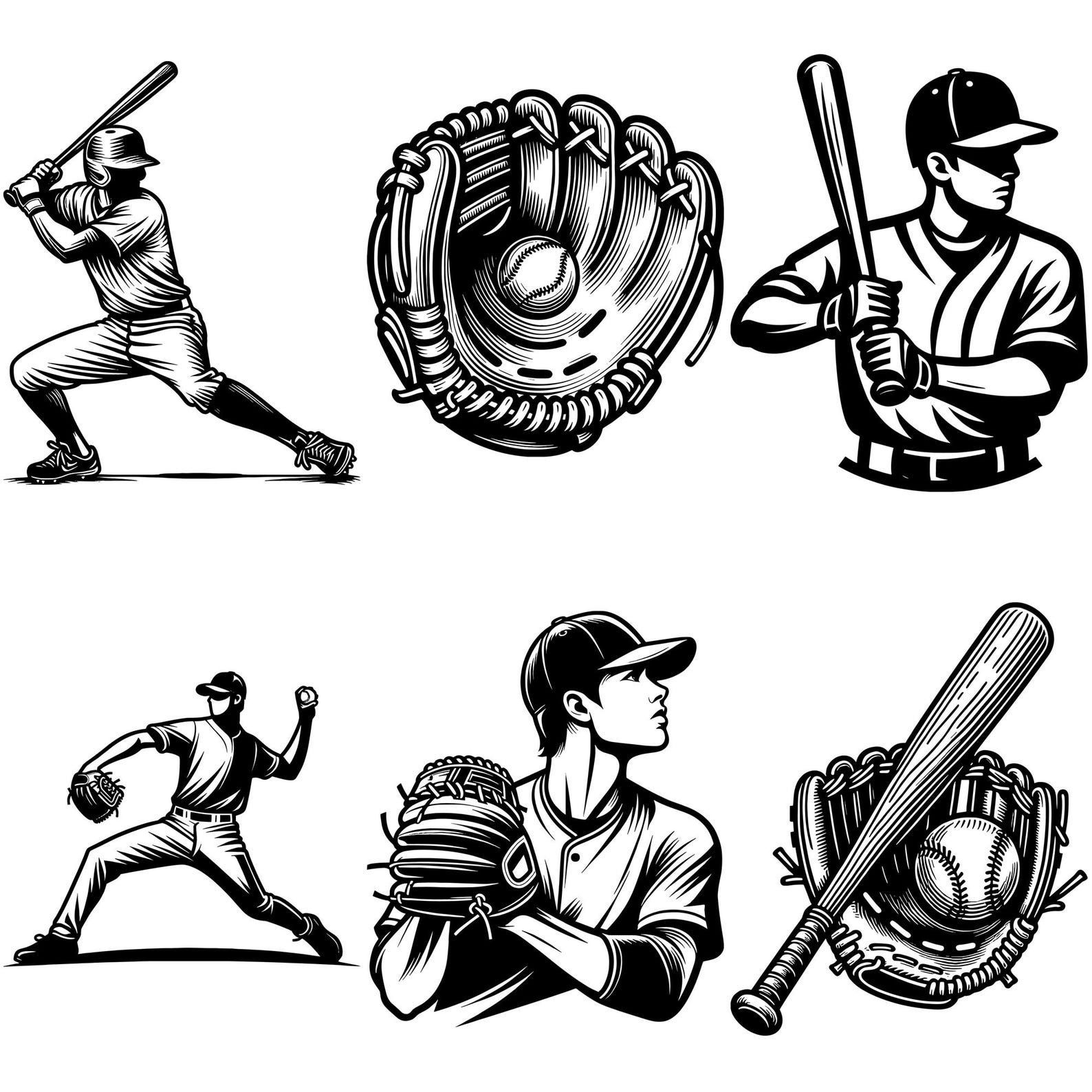 Baseball Player SVG Bundle, Baseball Player Clipart, Baseball SVG ...