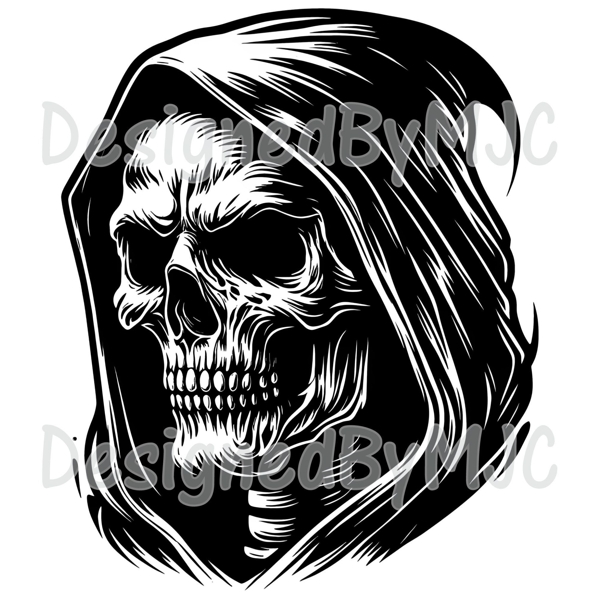 Grim Reaper Head SVG Clipart & PNG Files, Fantasy Logo, Digital Clip ...