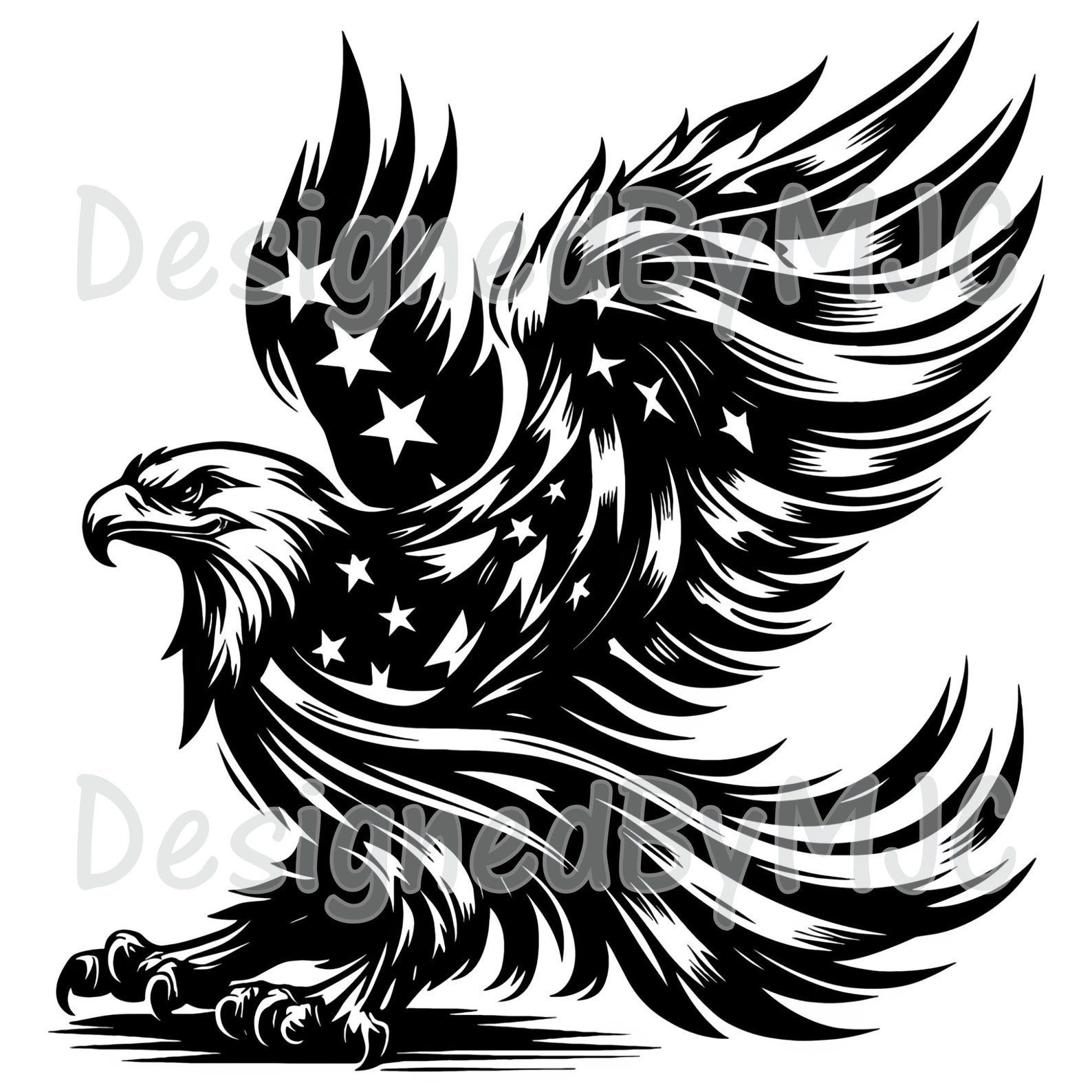 Eagle With Flag SVG Clipart, SVG & PNG Files, Bald Eagle Graphics ...