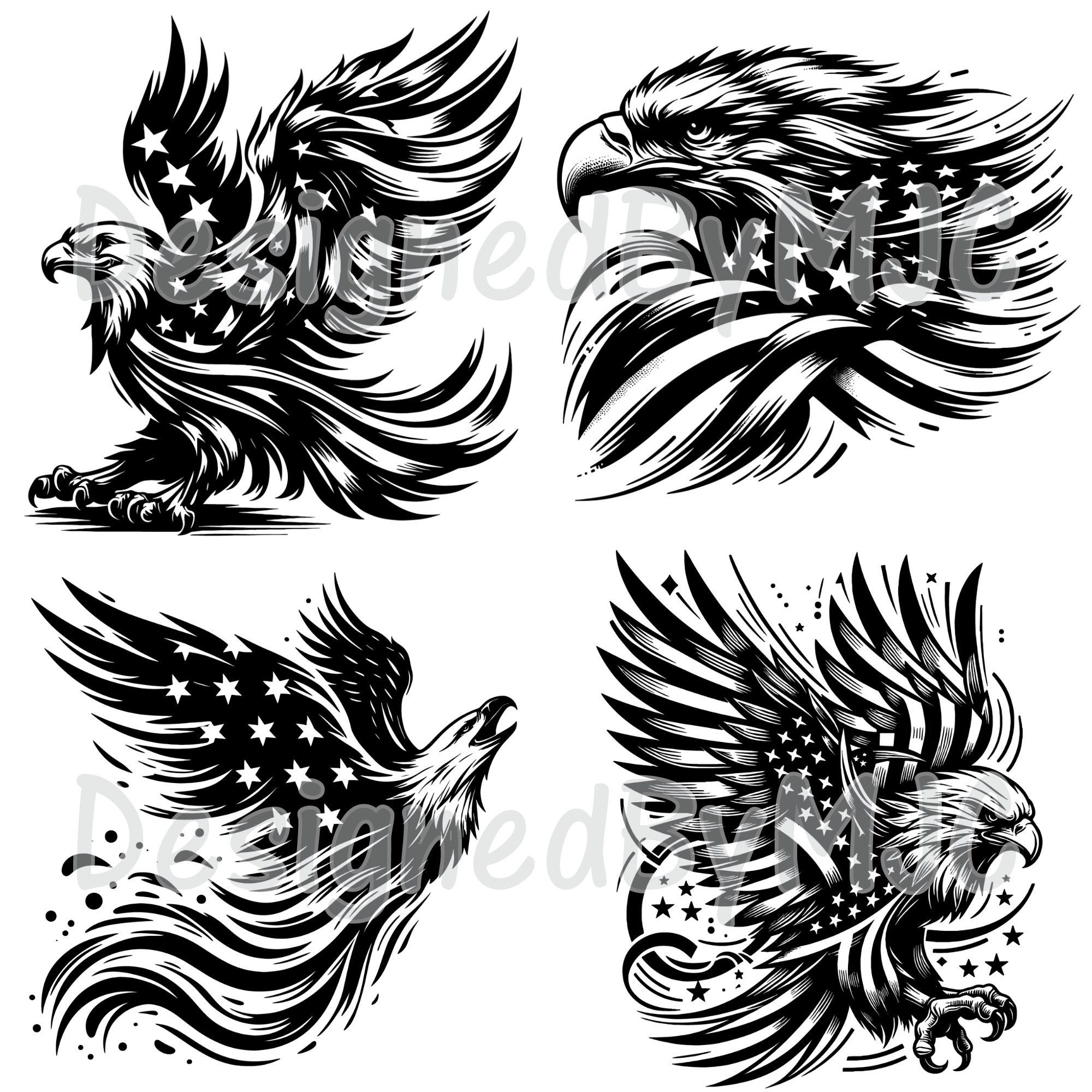 Eagle With Flag SVG Clipart, SVG & PNG Files, Bald Eagle Graphics ...