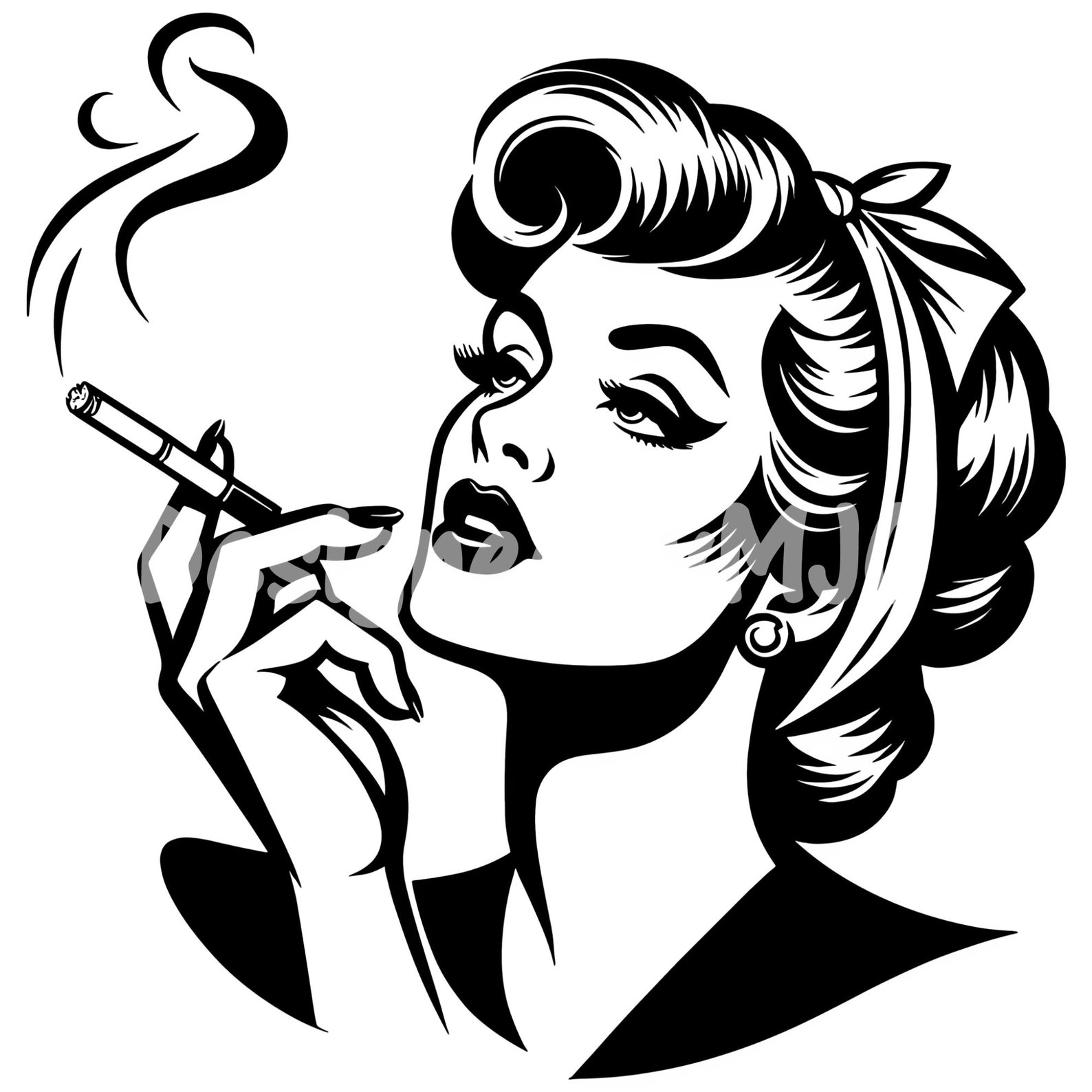 Retro Housewife Smoking SVG PNG, Trendy Vintage Women, 1950s Atomic ...