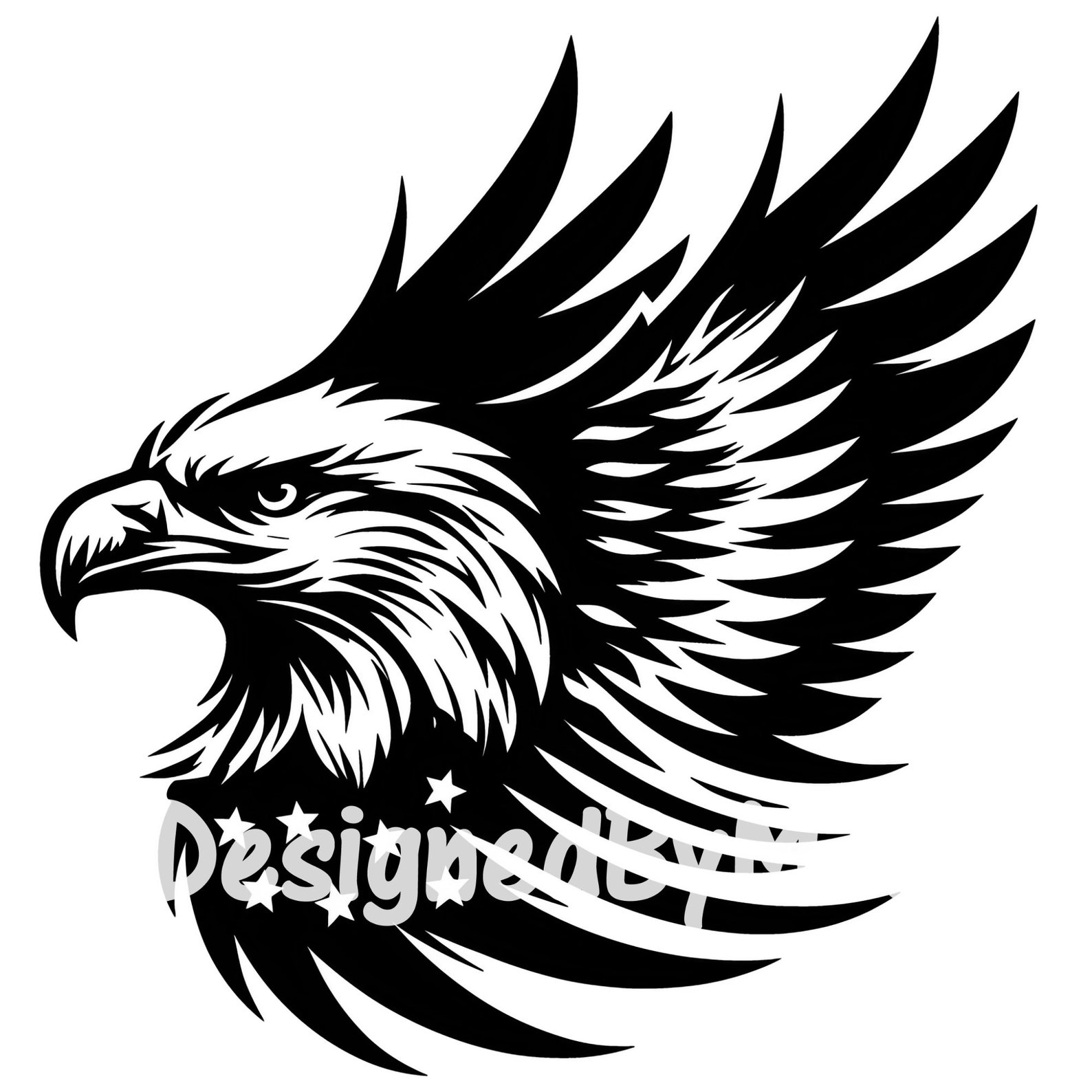 Eagle With Flag SVG Clipart & PNG Files, Bald Eagle Graphics, Digital ...