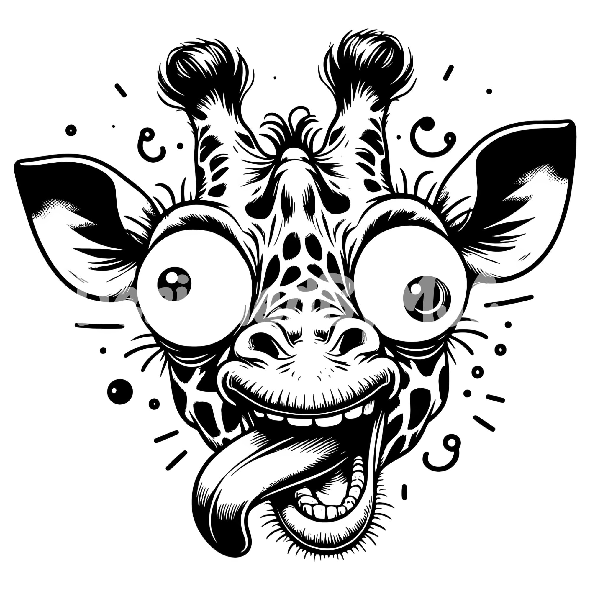 Funny Laughing Giraffe Face SVG PNG, Giraffe Clipart, Crazy Giraffe ...
