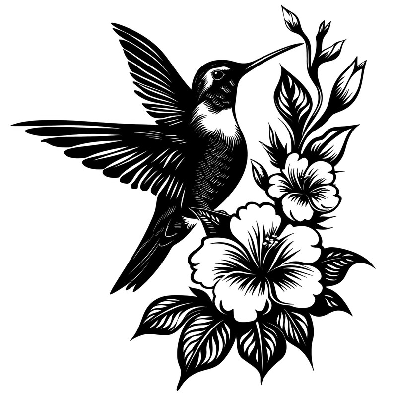 Hummingbird SVG Clipart, SVG & PNG Files, Hummingbird Flowers Graphics ...