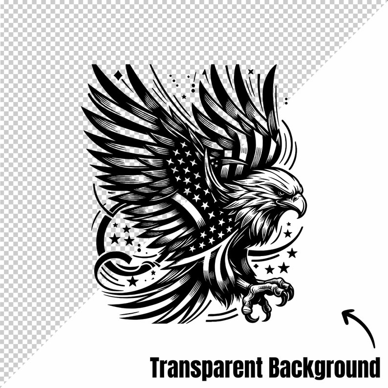 Eagle With Flag SVG Clipart, SVG & PNG Files, Bald Eagle Graphics ...