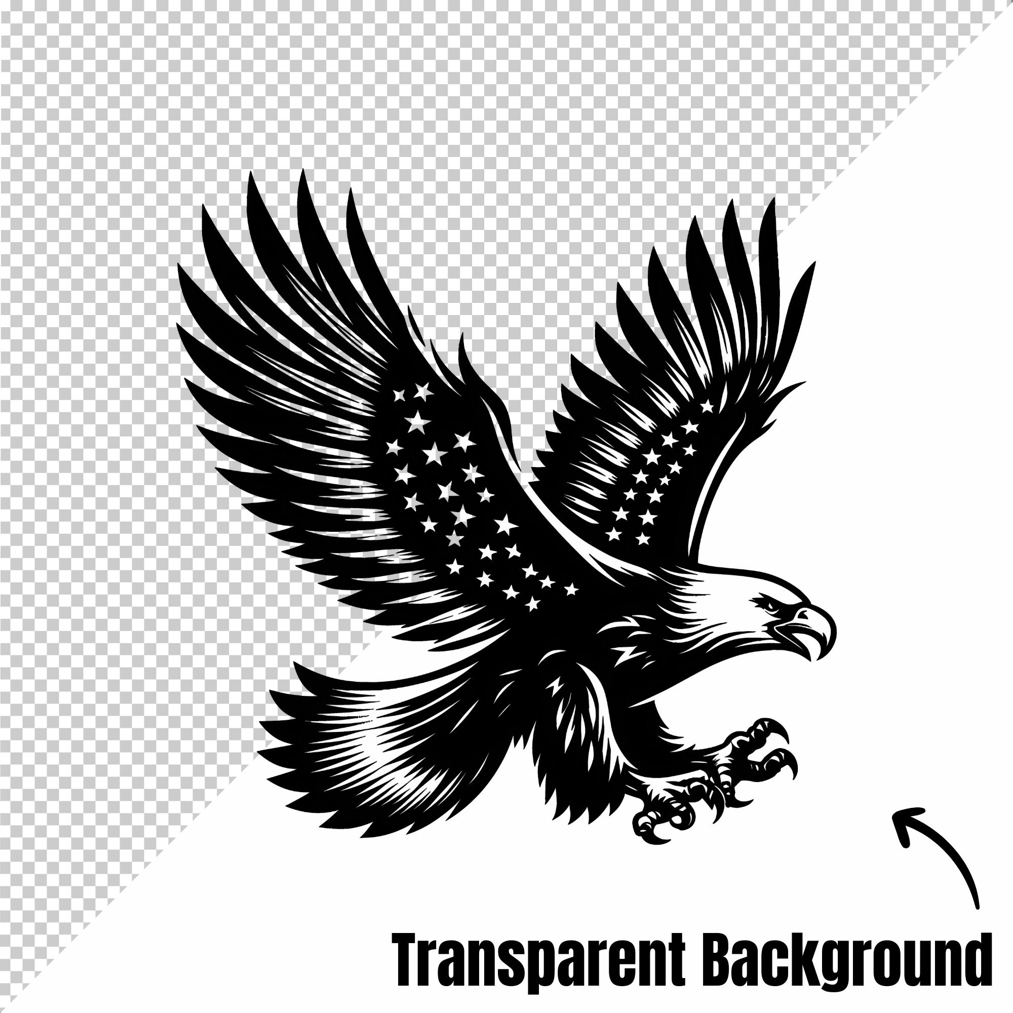 Eagle With Flag SVG Clipart & PNG Files, Bald Eagle Graphics, Digital ...