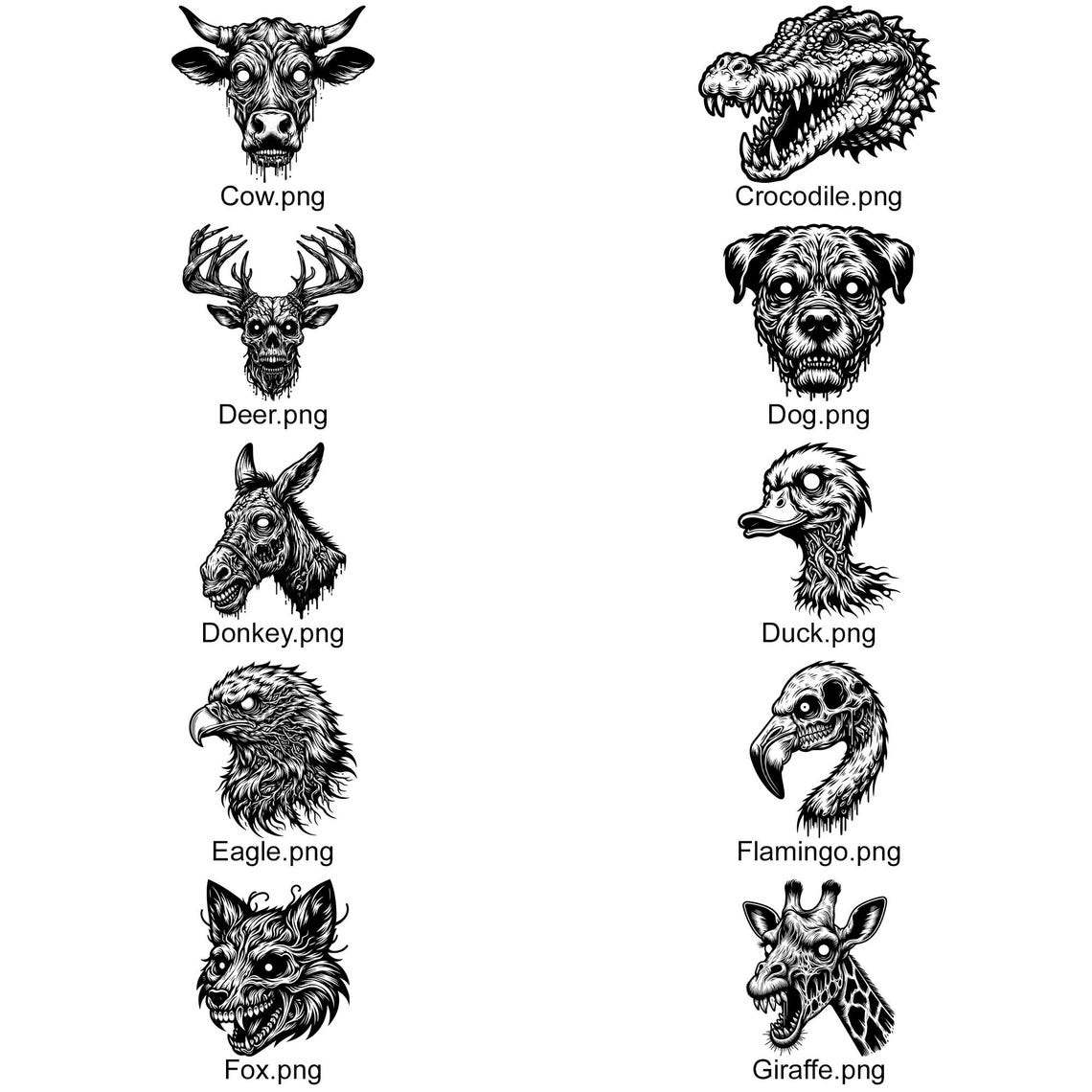 Zombie Animal SVG Bundle, Zombie Animal Clipart, Halloween Zombie ...