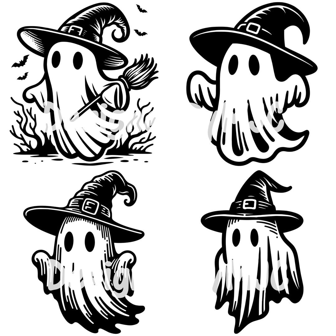 Ghost Witch Hat SVG, Halloween Ghost Svg Png, Witch Hat Svg, Halloween ...