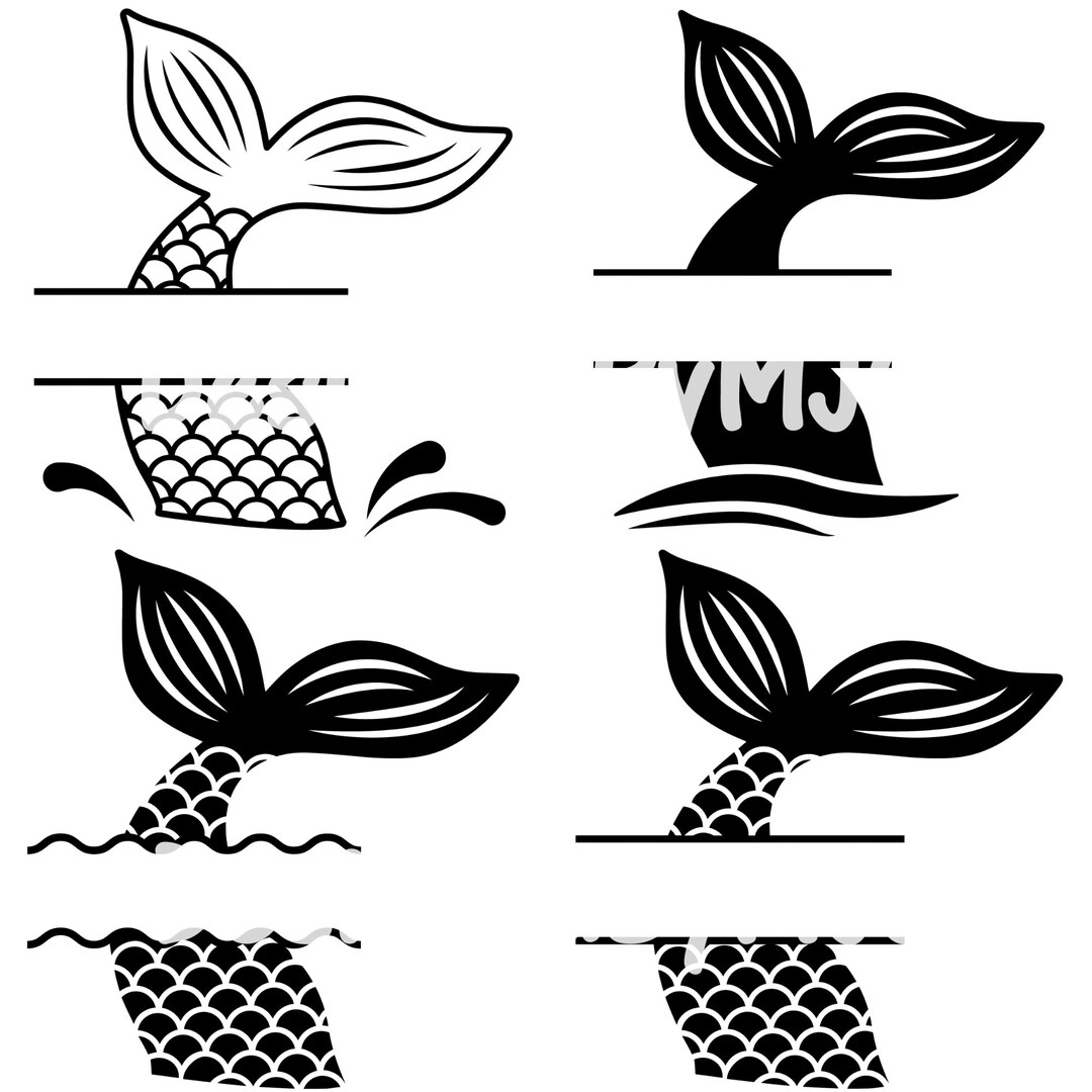 Mermaid Tail Split Monogram SVG, Mermaid Tail SVG Png, Mermaid Scales ...