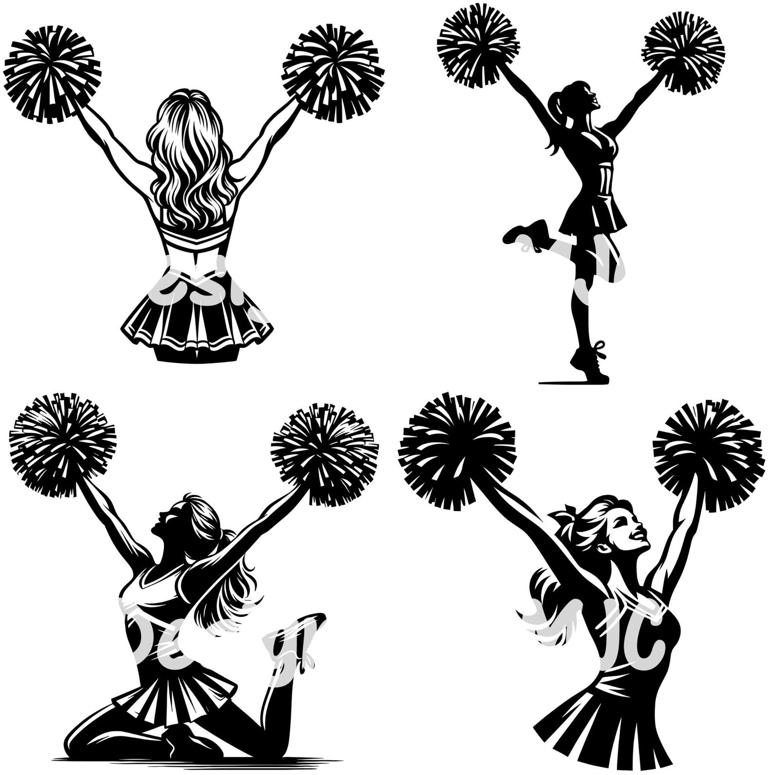 Cheerleader SVG, Cheerleading SVG, Cheer SVG, Cheerleader Silhouette ...