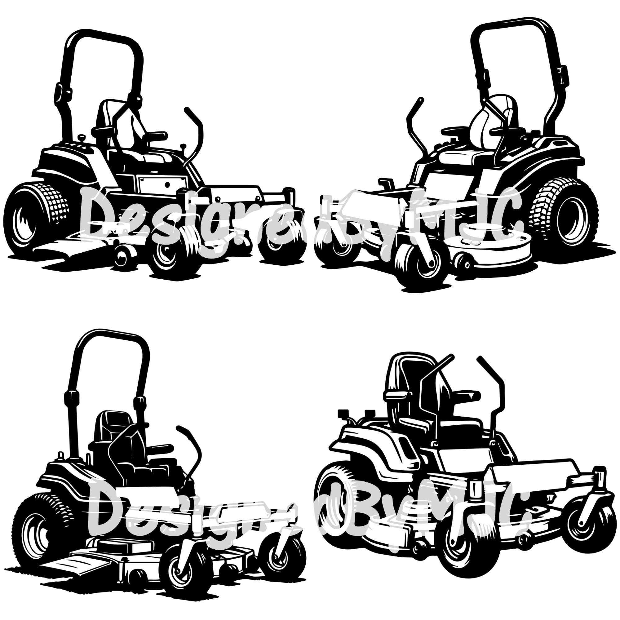 Zero Turn Mower Lawn Mower Outline Svg Digital Download Etsy
