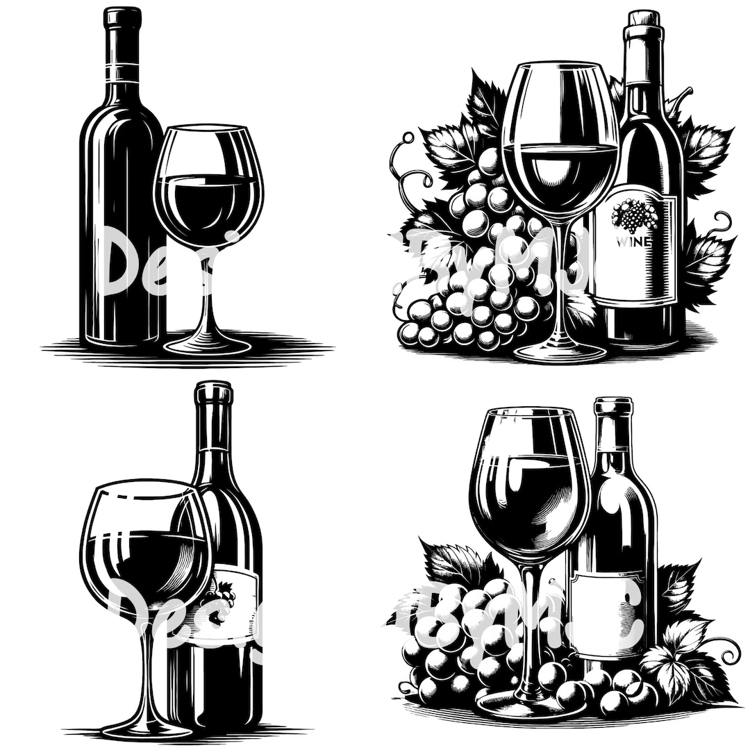 Wine Glass SVG Bundle & PNG Files, Wine With Grapes Svg, Wine and ...