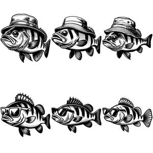 Perch Fish Vector SVG Bundle, Perch Fishing SVG, Fishing SVG, Jumping ...