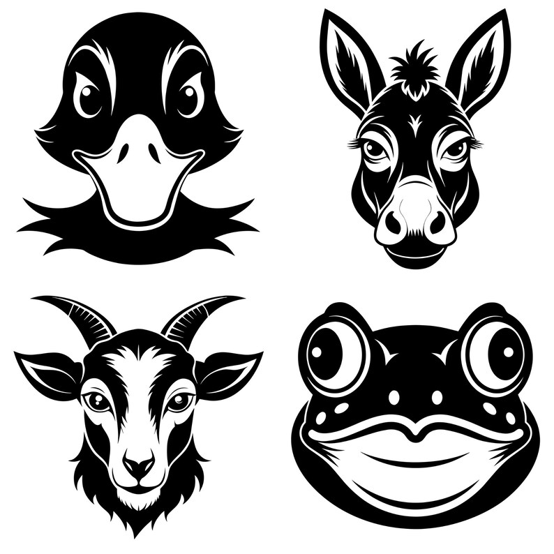 Farm Animal SVG Clipart, SVG & PNG Files, 24 Unique Graphics, Digital ...