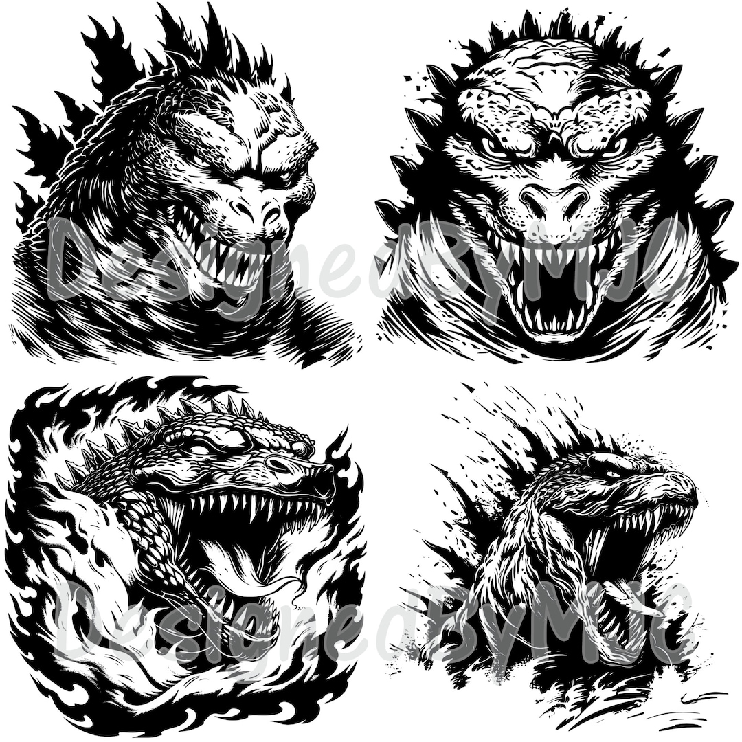 Godzilla SVG Clipart & PNG Files, Godzilla Graphics, Digital Clip Art ...