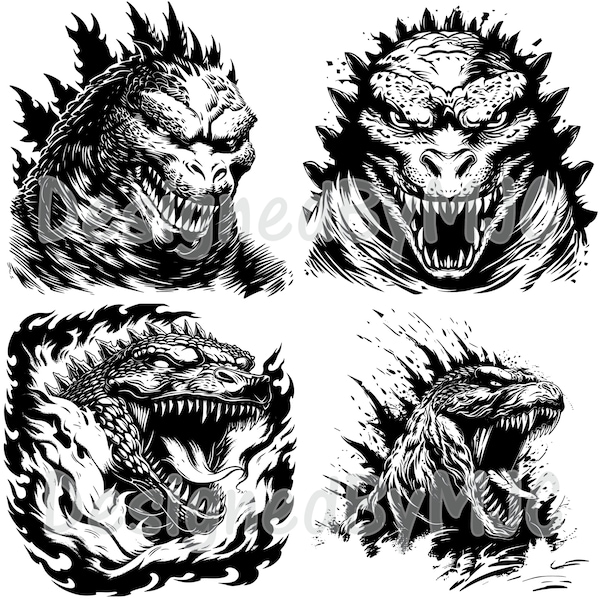 Godzilla Clip Art - Etsy