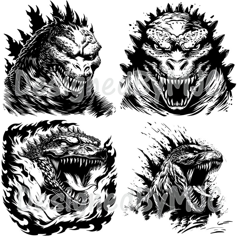 Godzilla SVG Clipart & PNG Files, Godzilla Graphics, Digital Clip Art ...