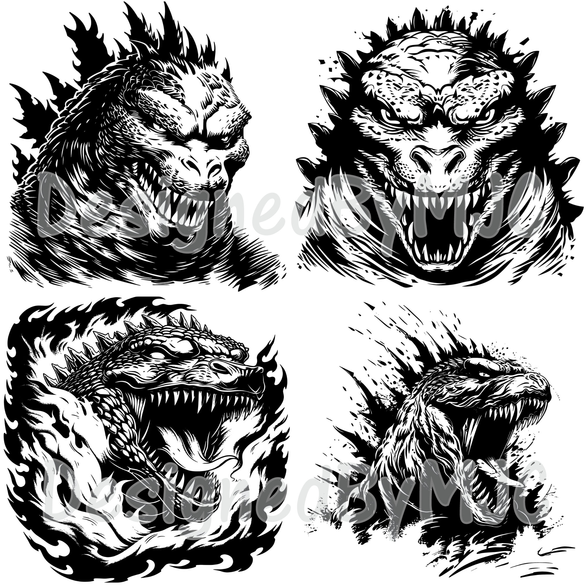 Godzilla SVG Clipart & PNG Files, Godzilla Graphics, Digital Clip Art ...