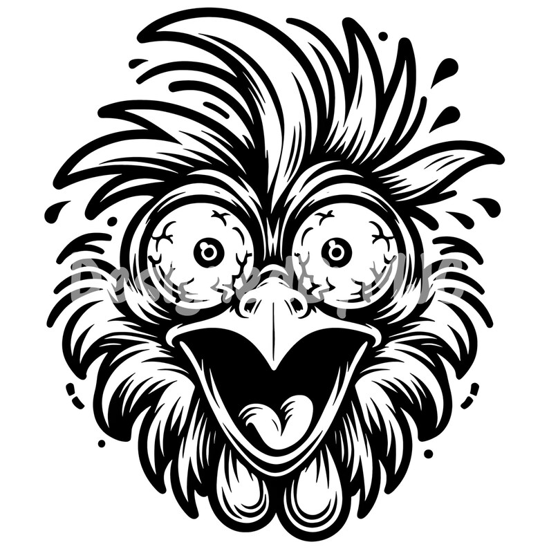 Funny Laughing Chicken Face SVG PNG, Chicken Clipart, Crazy Chicken ...