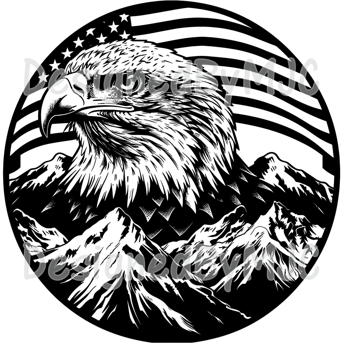 Eagle With Flag SVG Clipart, SVG & PNG Files, Bald Eagle Graphics ...