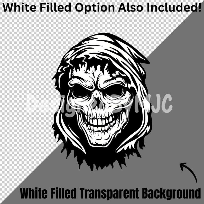 Grim Reaper Head SVG Clipart & PNG Files, Death Graphics, Digital Clip ...