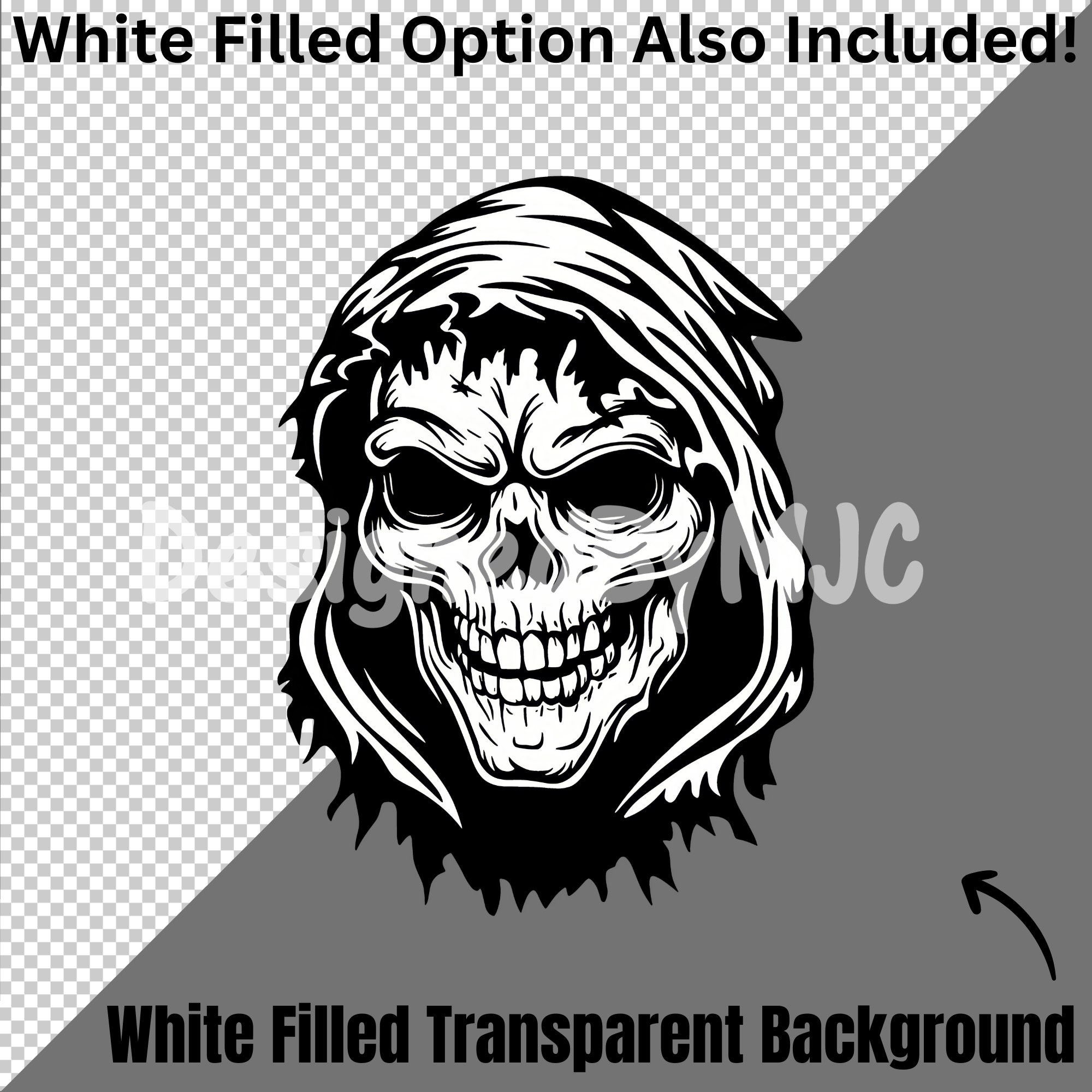 Grim Reaper Head SVG Clipart & PNG Files, Death Graphics, Digital Clip ...