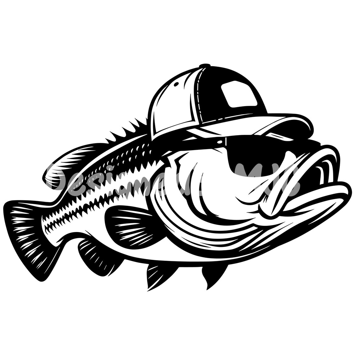 Largemouth Bass Trucker Hat SVG PNG Files, Bass Svg Cut Files, Fish Svg ...
