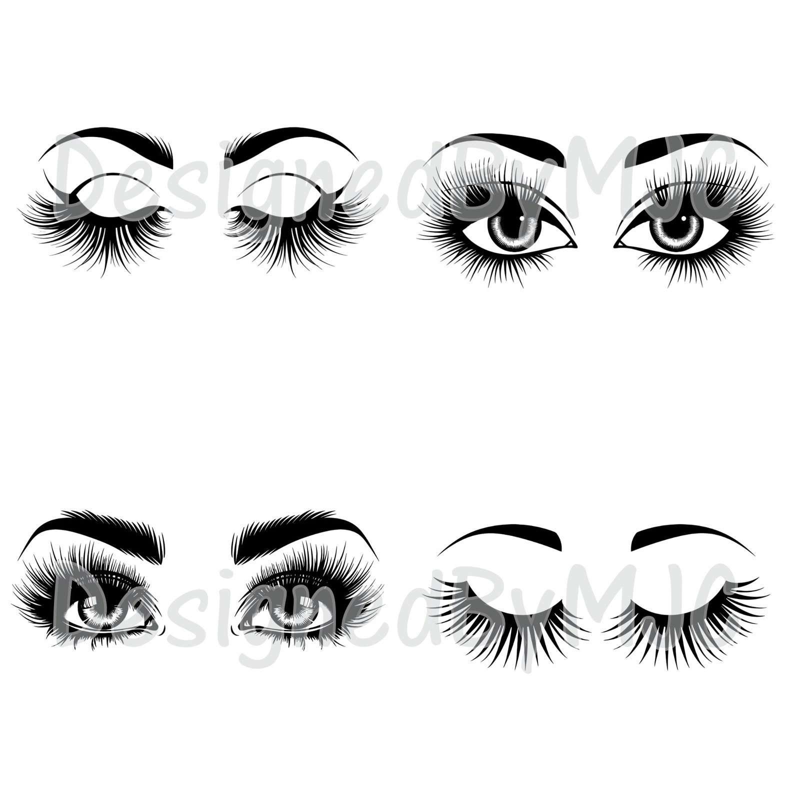 Eyelashes SVG Clipart, SVG & PNG Files, Lash Bundle, Digital Clip Art ...