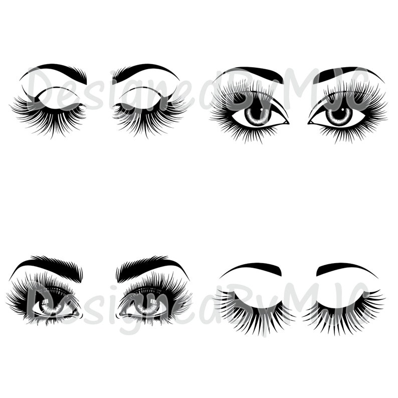 Eyelashes SVG Clipart, SVG & PNG Files, Lash Bundle, Digital Clip Art ...