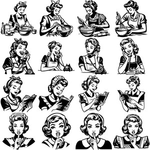 Retro Housewife SVG Bundle Funny Sarcastic, 1950s Atomic, Retro Women Svg, Homemaker Svg, 60s ...