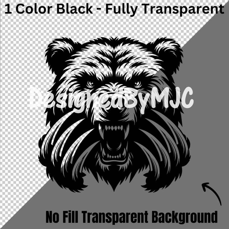 Bear SVG Clipart & PNG Files, Angry Bear Svg, Digital Clip Art, Cut ...