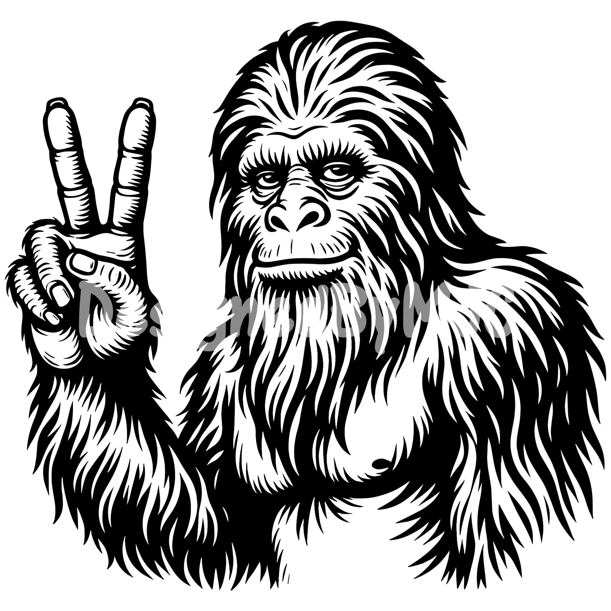 Bigfoot Peace Sign SVG PNG, Bigfoot Svg, Bigfoot Vector, Bigfoot ...