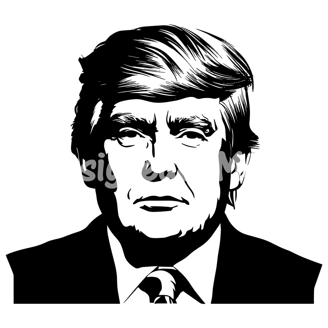 Trump SVG PNG Files, Donald Trump Face Clipart Silhouette Vector Image ...