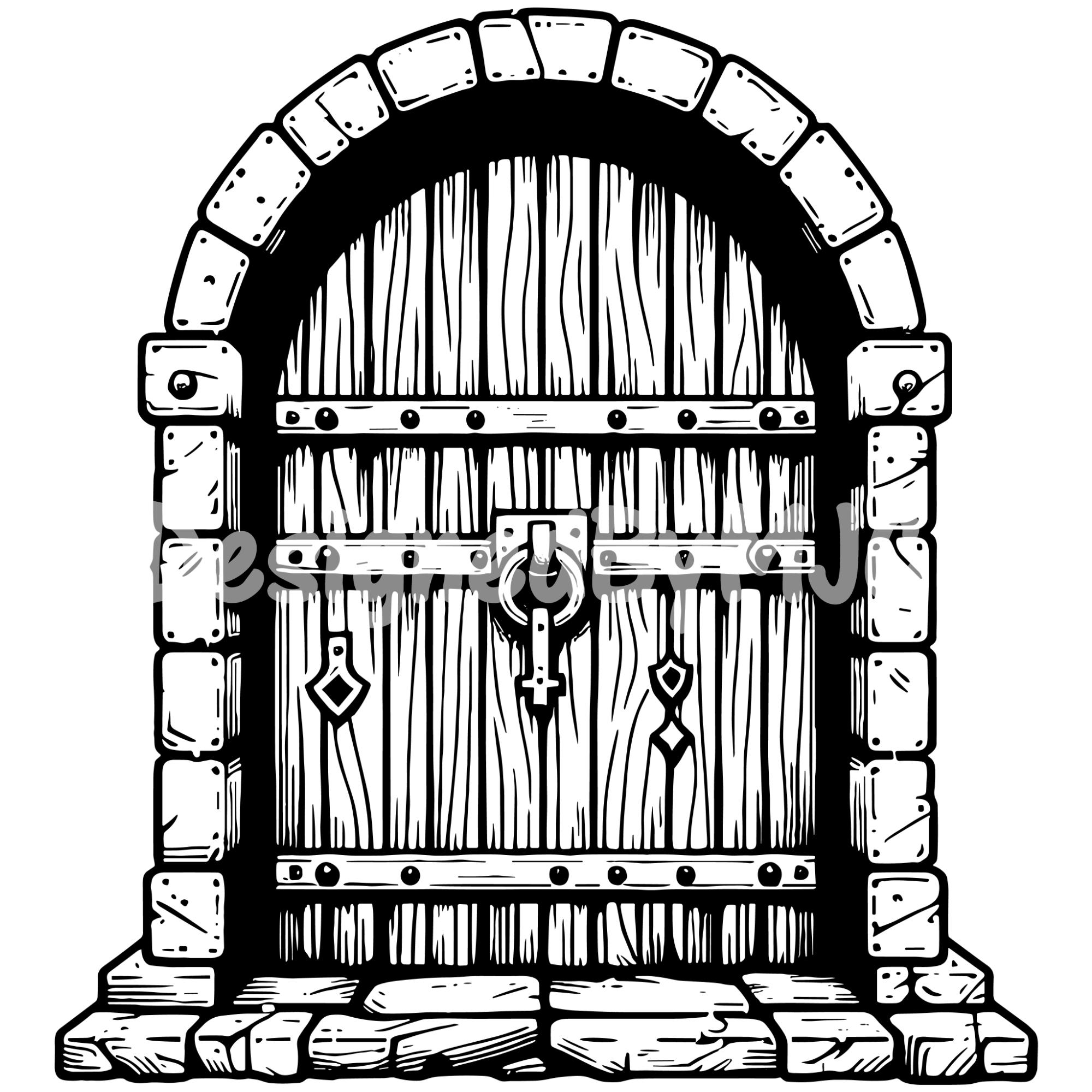Dungeon Door SVG PNG Bundle, Medieval Castle Gate SVG Pack, Ancient Medieval Arched Door Old ...