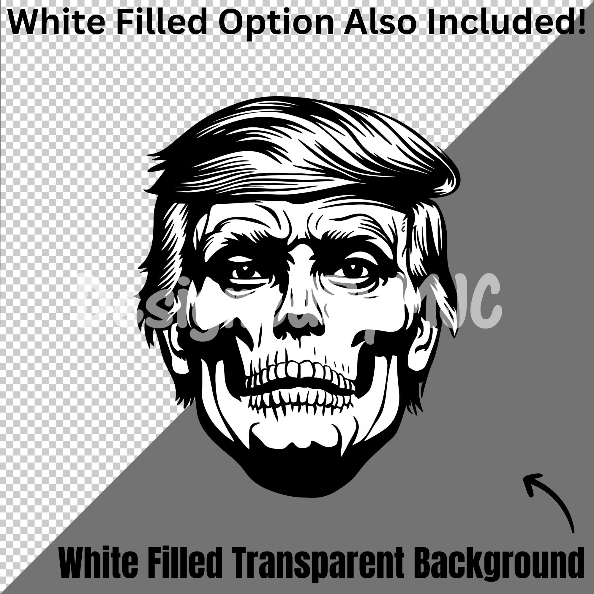 Donald Trump Skeleton Head SVG Clipart & PNG Files, Trump Face Digital ...