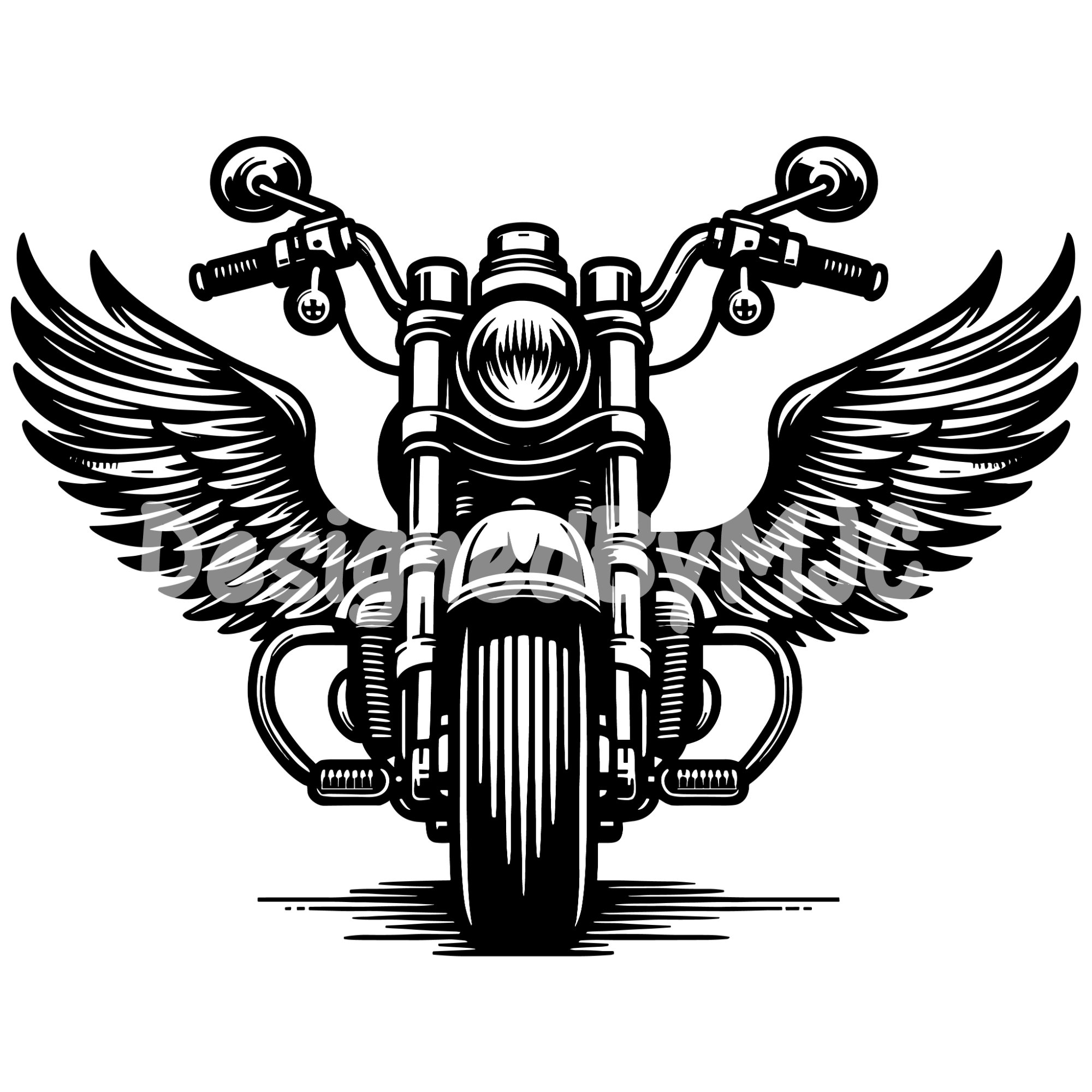Motorcycle With Wings SVG PNG Files, Biker Clipart Silhouette Vector ...